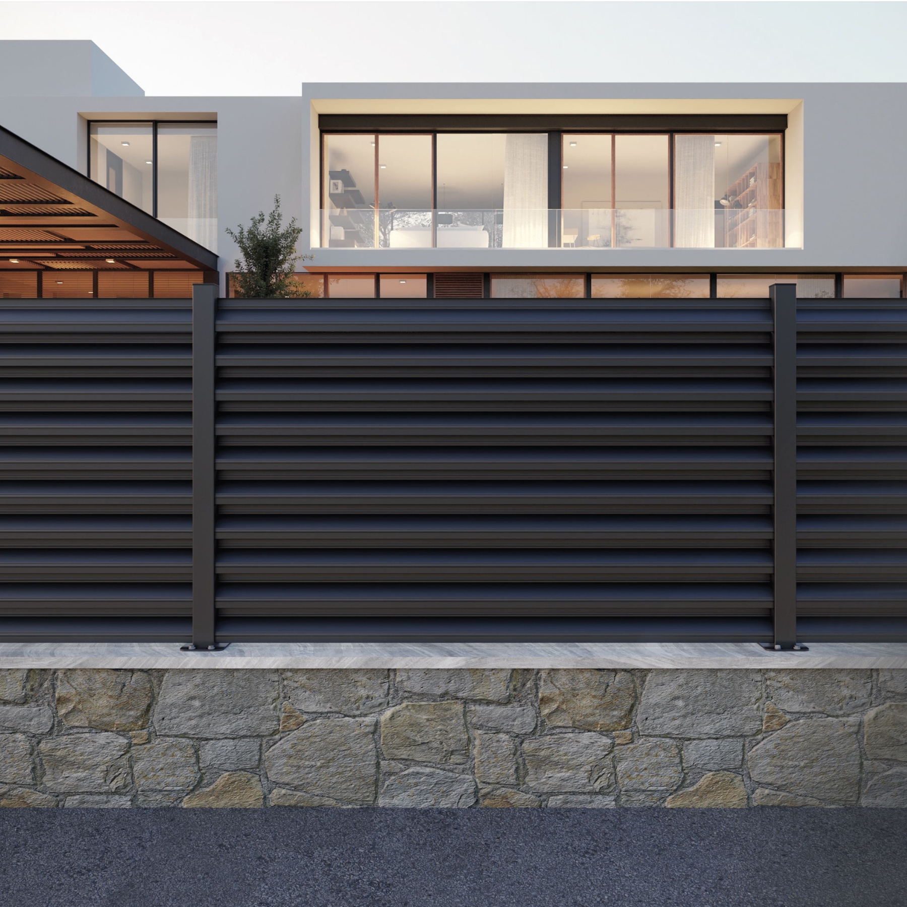 Poste con base para valla modular de privacidad Ventia - Solo Cercados